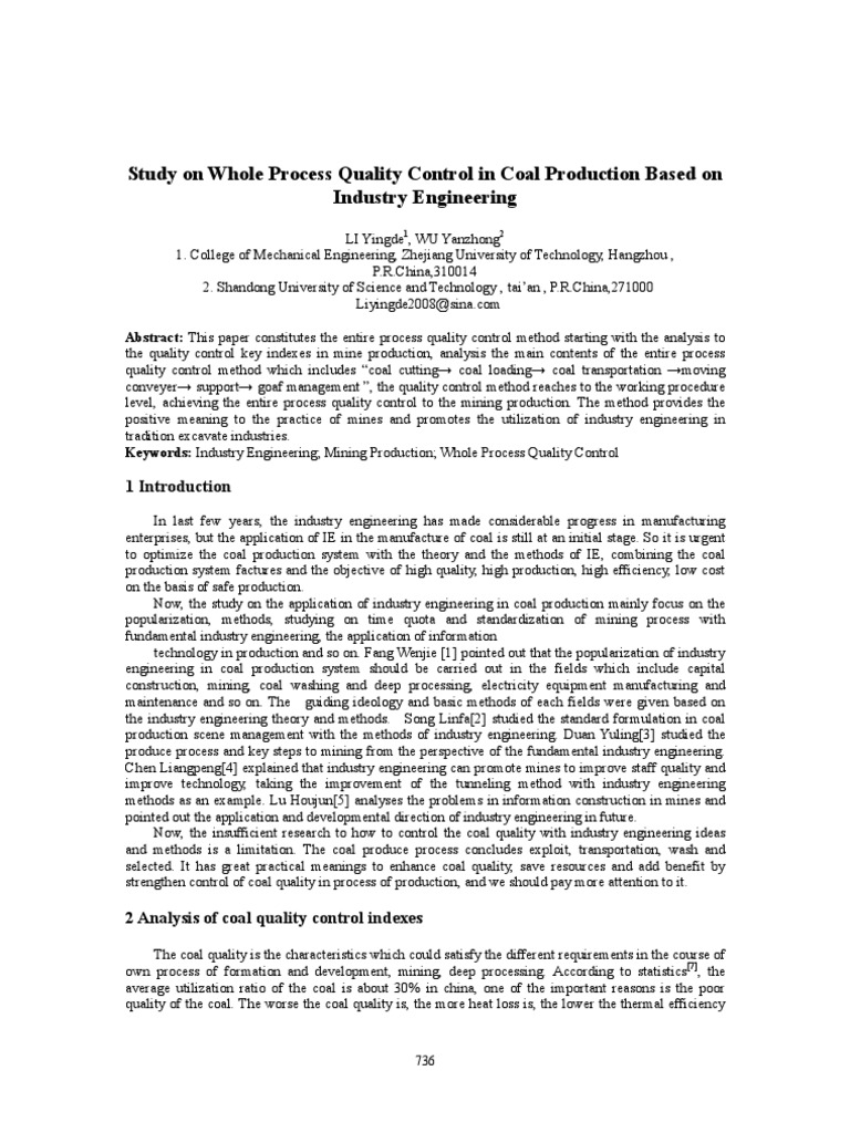 Whole Process Quality Control in Coal Production | PDF | Coal ...