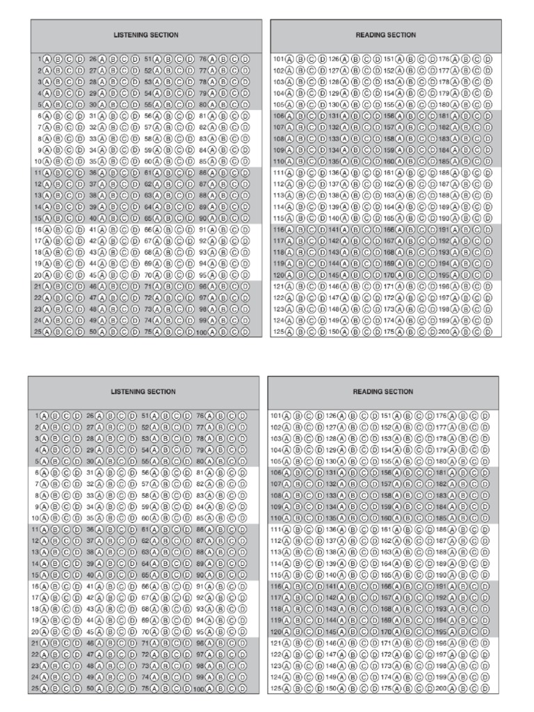 Answeer sheet - chuẩn | PDF