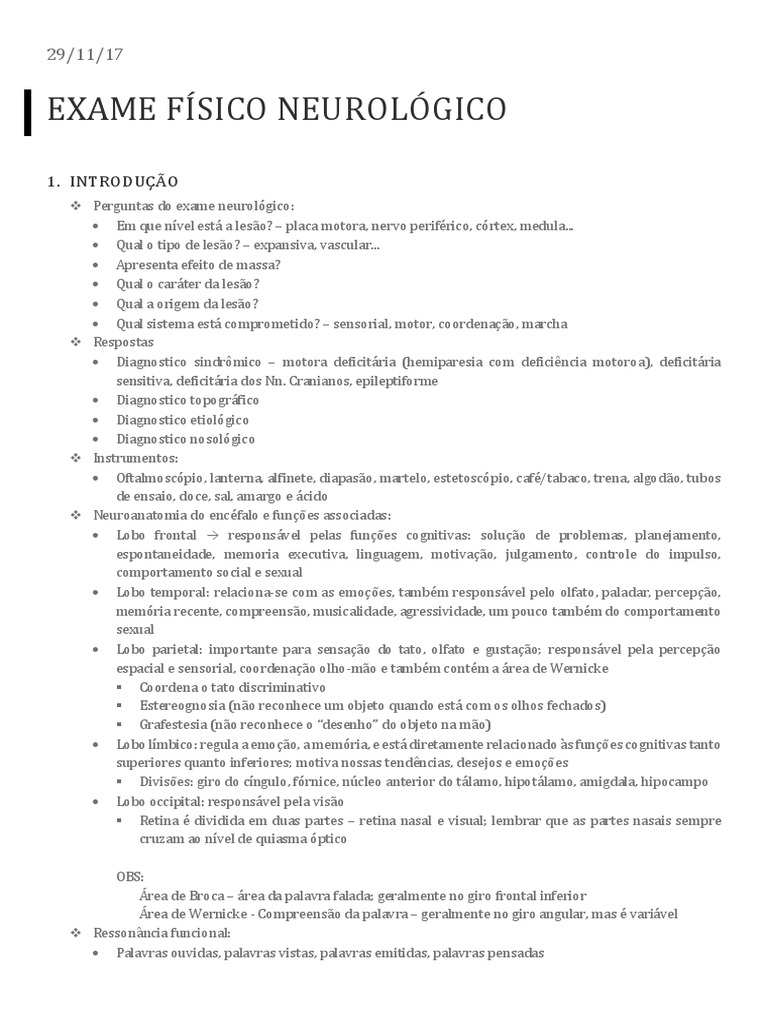 Exame Físico Neurológico | PDF | Sistema visual | Neurociência