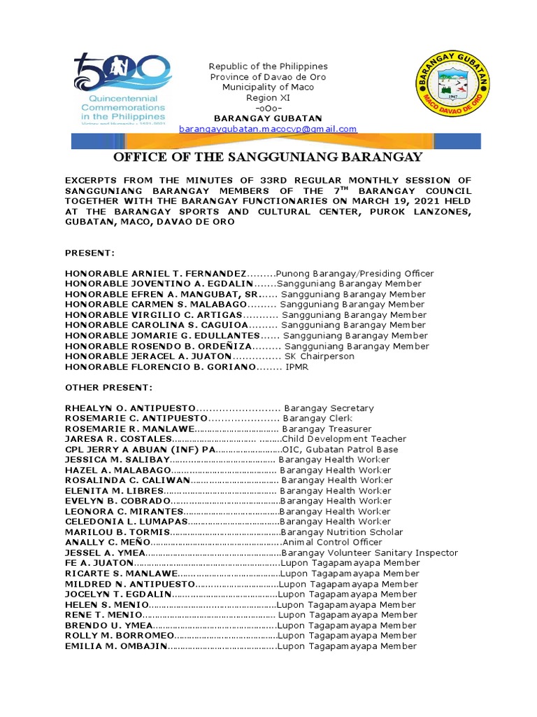 Resolution Number 30 Approving BRK Jennefer Superales | PDF | Justice ...