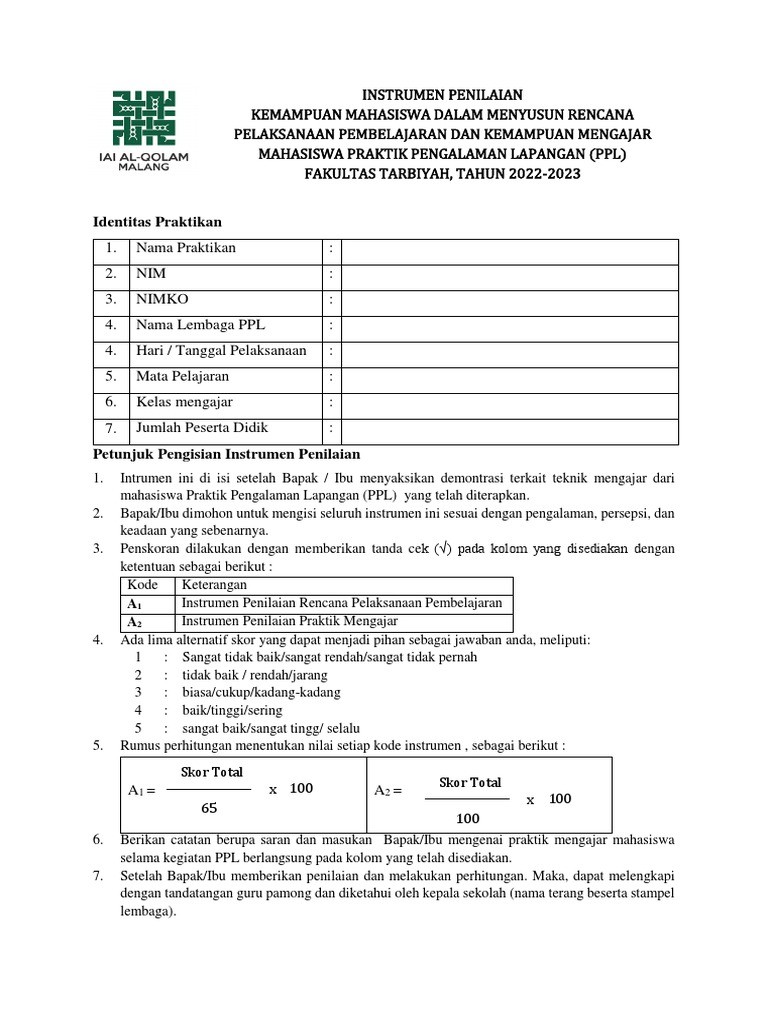 Instrumen Penilaian A1 & A2 | PDF | Karier & Perkembangan