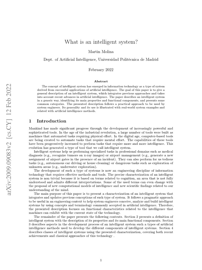 What Is An Intelligent System-Paper-2022 | PDF | Artificial ...