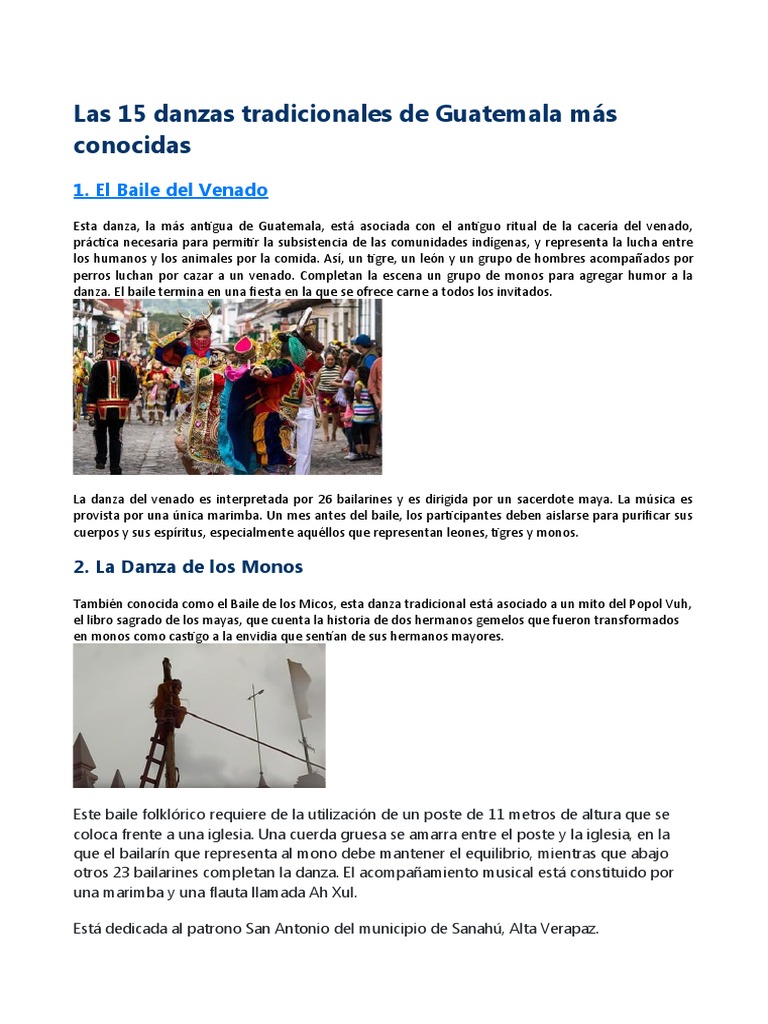 Las 15 Danzas Tradicionales De Guatemala Más Conocidas Pdf Bailes