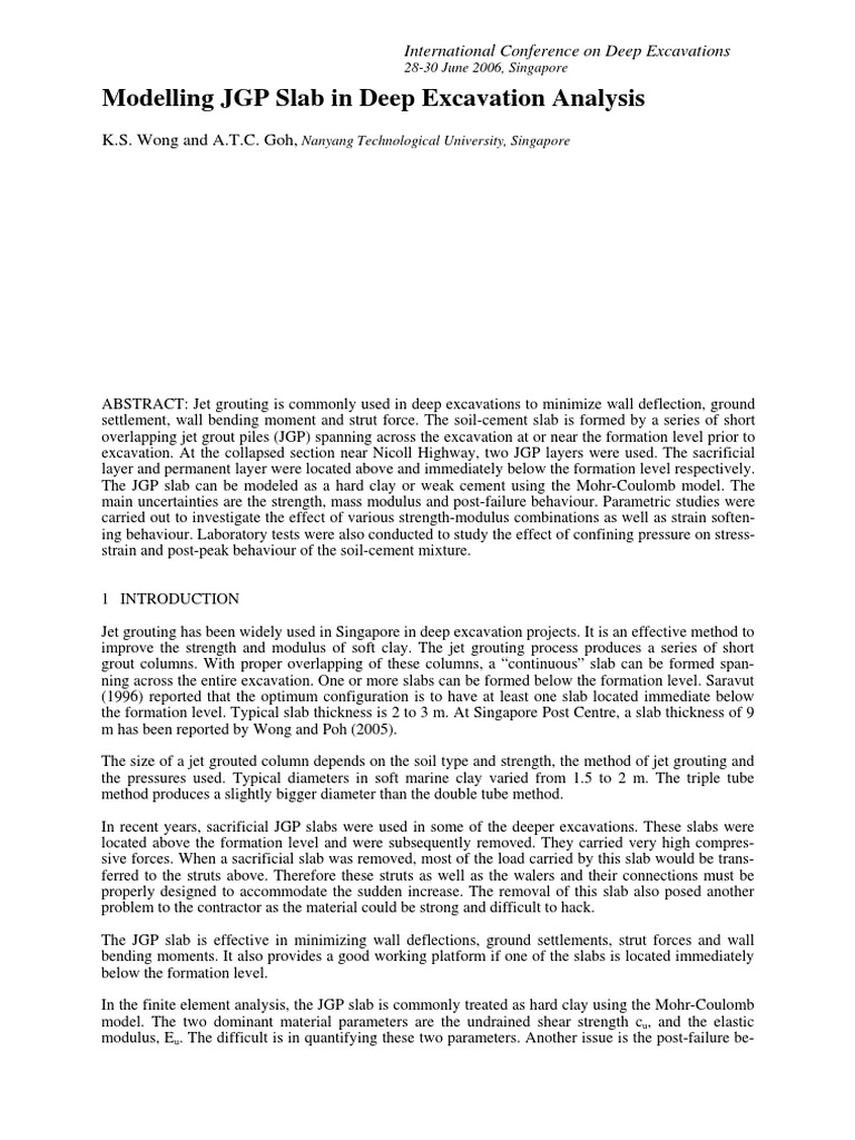 Modelling JGP Slab in Deep Excavation Analysis | PDF | Science ...
