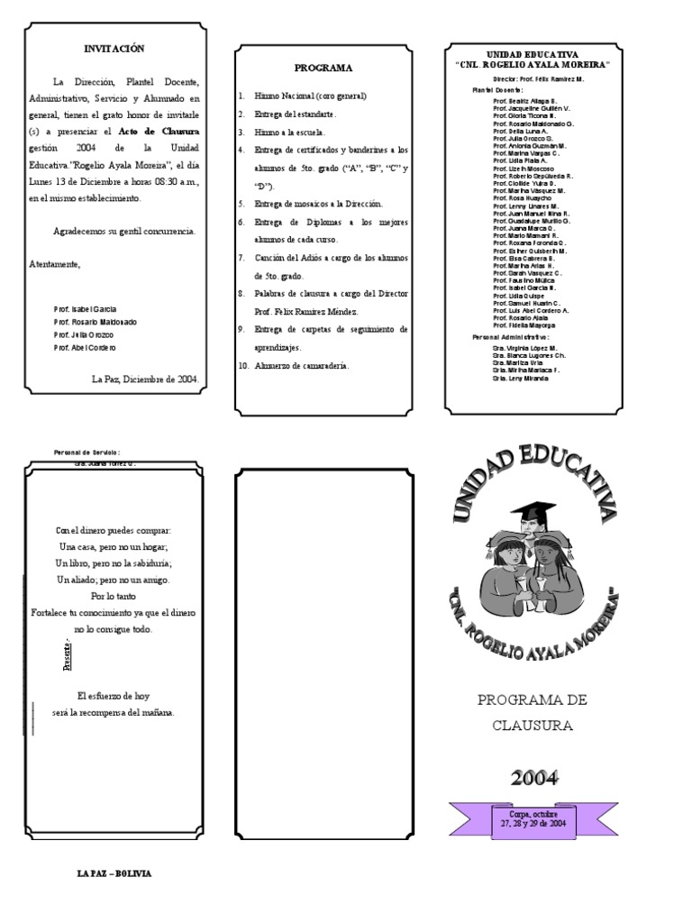 TRIPTICO Graduación | PDF