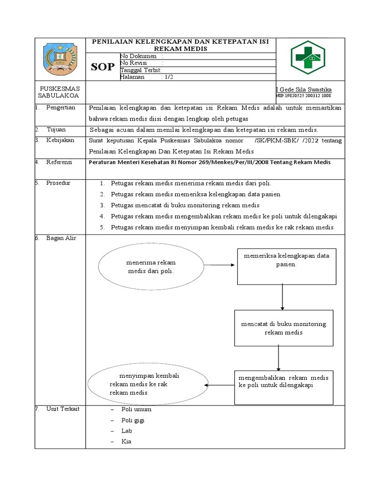 Kriteria 3.8.1 Ep 1 SOP Ketepatan Isi RM | PDF
