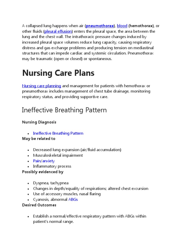 PNEUMOTHORAX Nursing-Process | PDF | Lung | Breathing