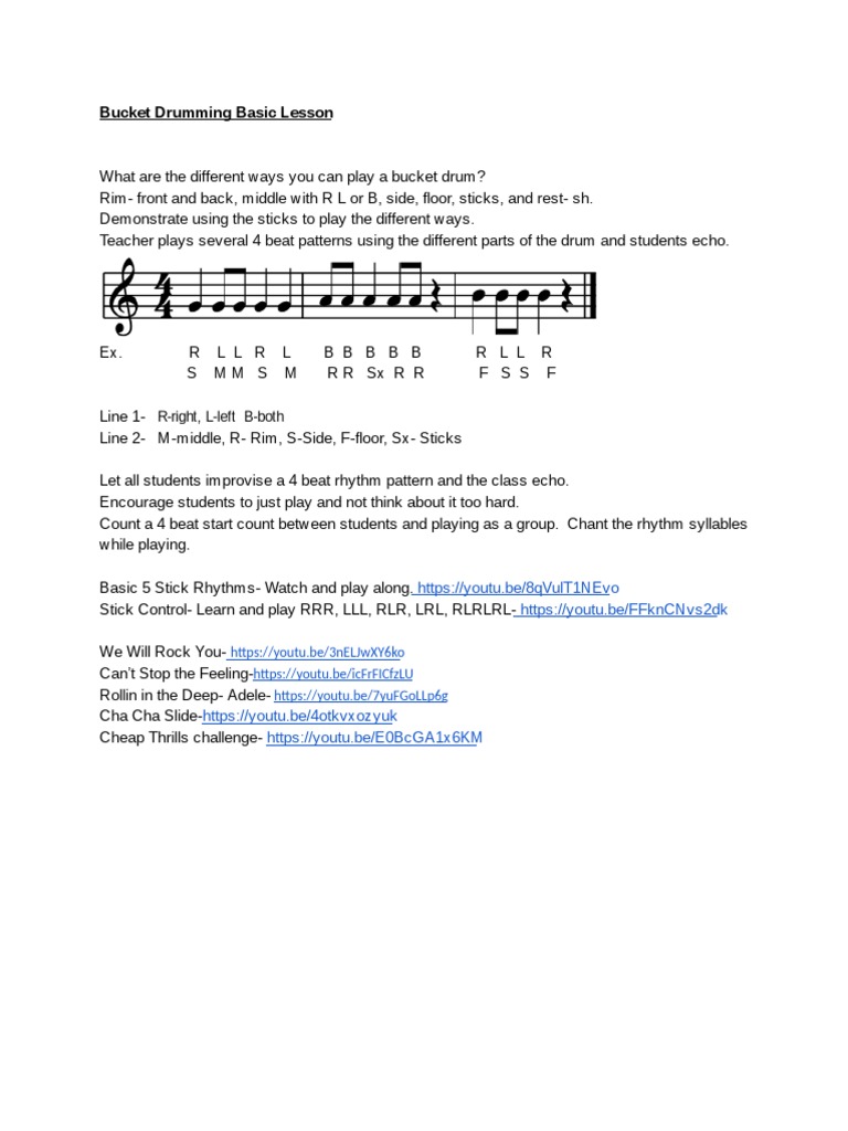 Bucket Drumming Basics for Beginners | PDF | Language Arts & Discipline ...