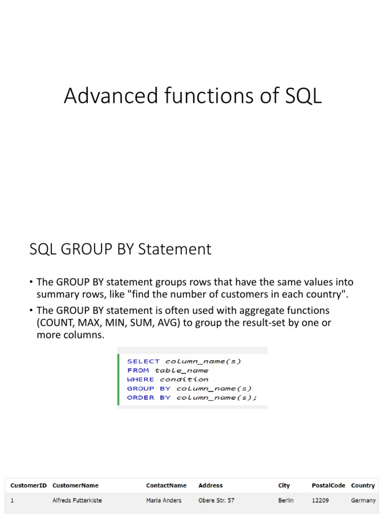 Advanced Functions of SQL | Download Free PDF | Information Retrieval | Software Development