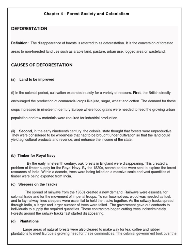Chapter 4 Forest, Society & Colonialism | PDF | Forestry | Forests