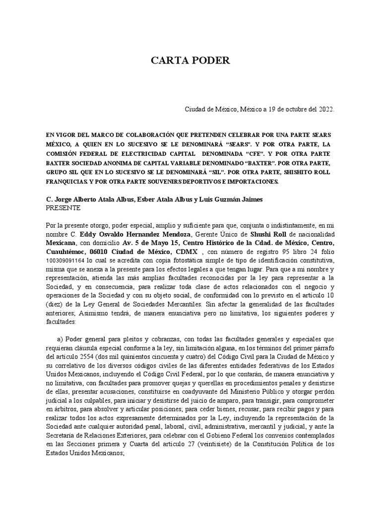 Carta Poder 3 | PDF | México | Ciudad de México