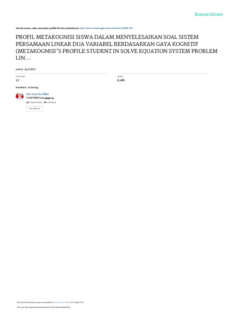 Sistem Persamaan Linear | PDF | Academic Discipline Interactions ...