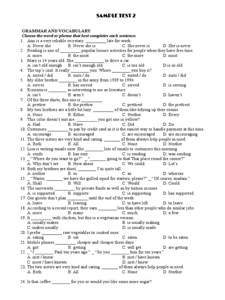 Sample Test 2 | PDF | Sports | Kite