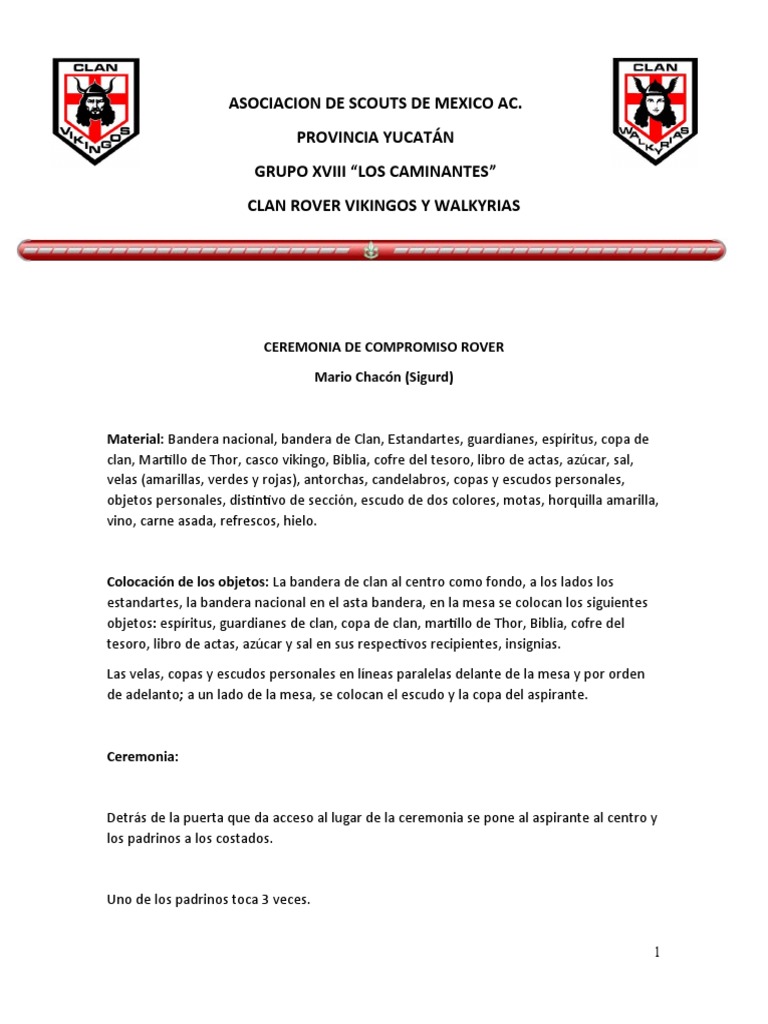 CEREMONIA Compromiso Rover (Escudero) | PDF | Exploración