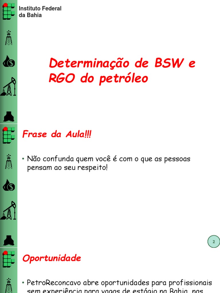Determinação dos parâmetros BSW, RGO e grau API em amostras de petróleo ...