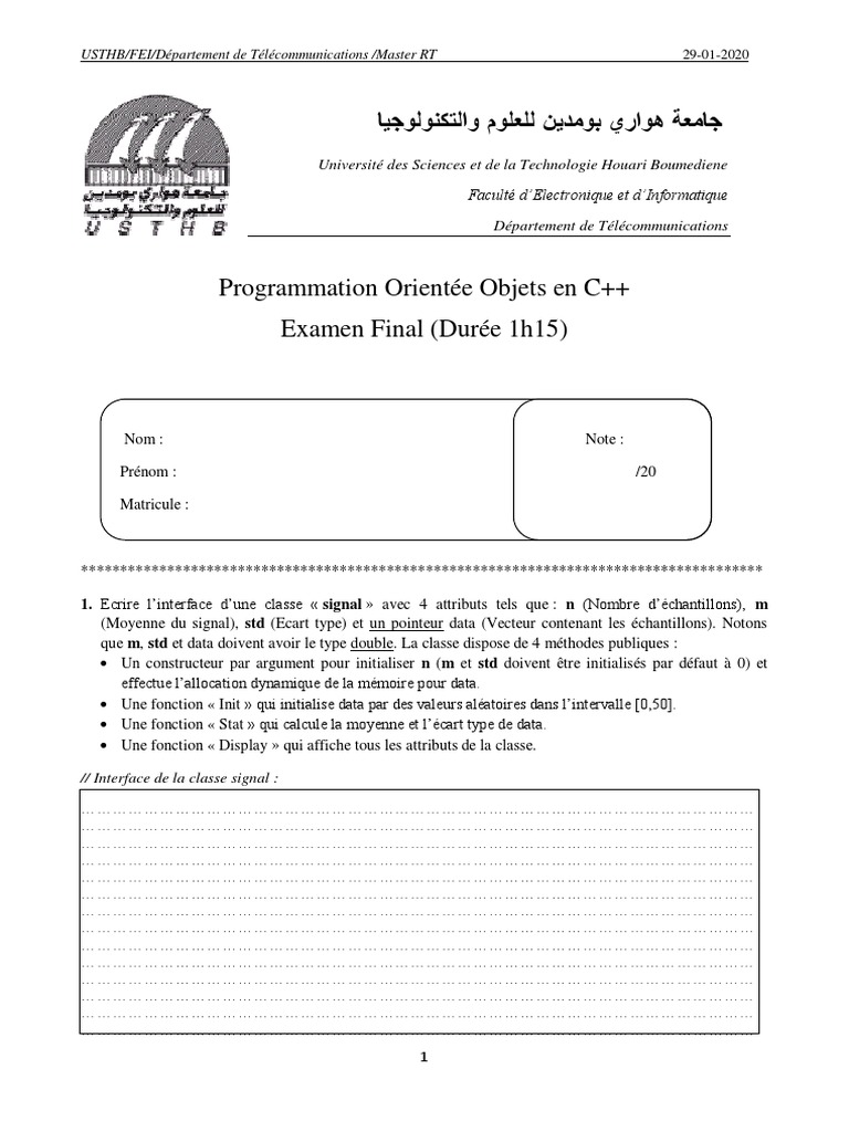 Examen RT2020 | PDF | C ++ | Programmation orientée objet