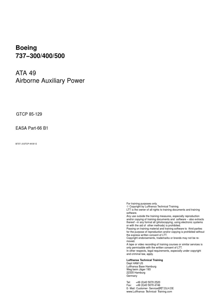 737 300/400/500 Boeing: ATA 49 Airborne Auxiliary Power | Download Free ...