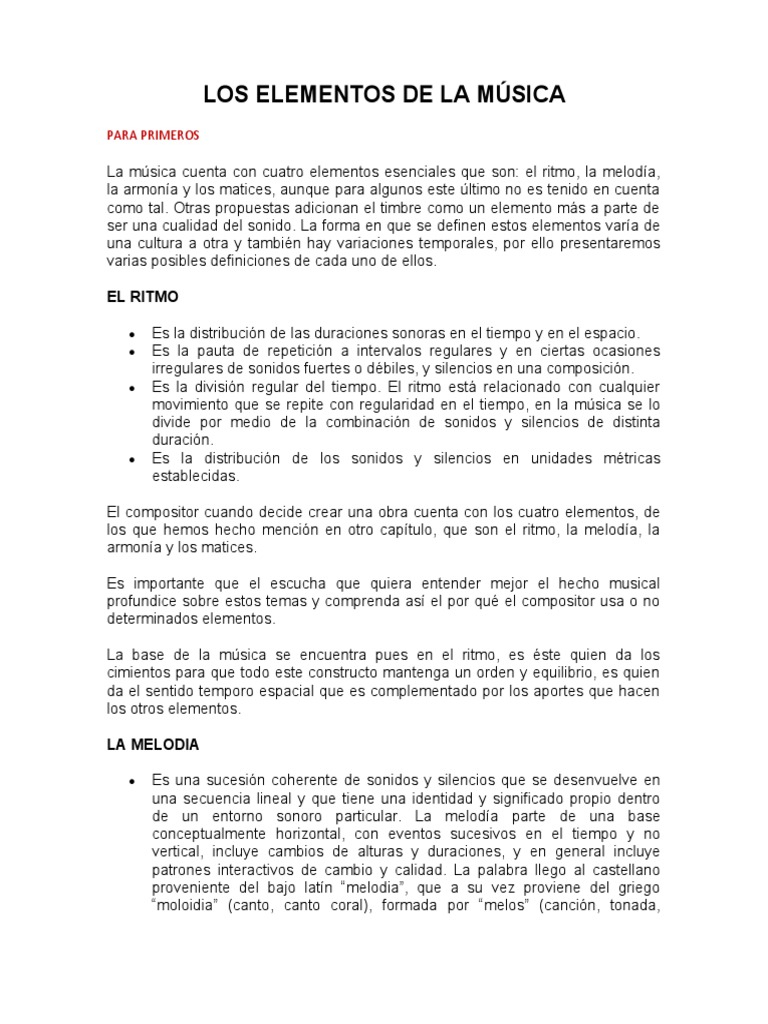 Los elementos fundamentales de la música: ritmo, melodía, armonía y ...