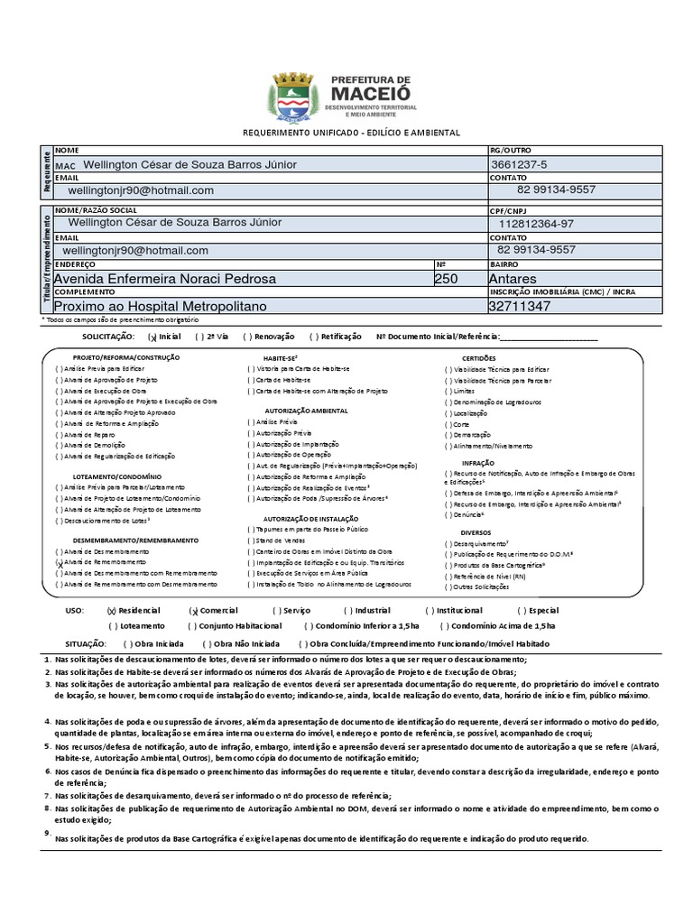 Formulário SEDET | PDF