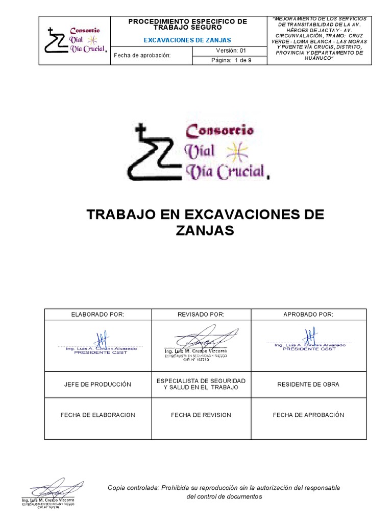 Anexo 2.2 - Proc. Trabajo Excavaciones en Zanjas | PDF | Fundación ...