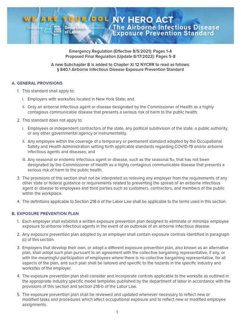 NY Hero Act The Airborne Infectious Disease Exposure Prevention ...
