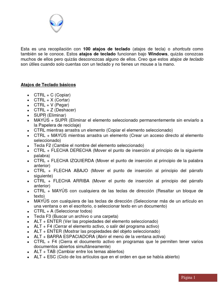 100 Atajos de Teclado en Windows | PDF