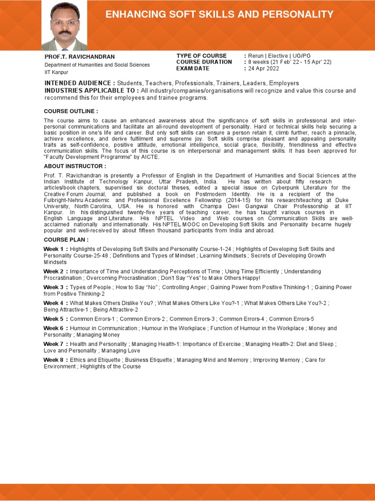 Enhancing Soft Skills and Personality | PDF | Skill | Professor