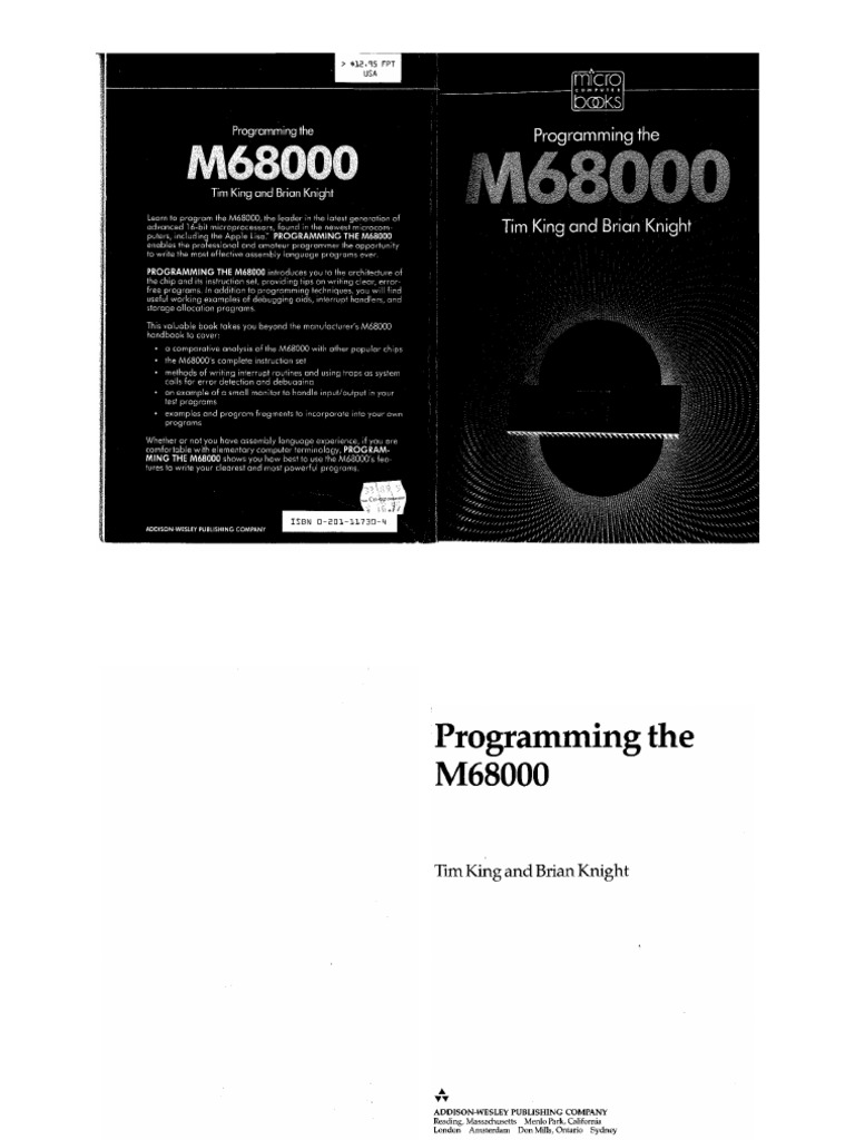 Programming The M68000 1983 Addison-Wesley Publishing Company | PDF ...