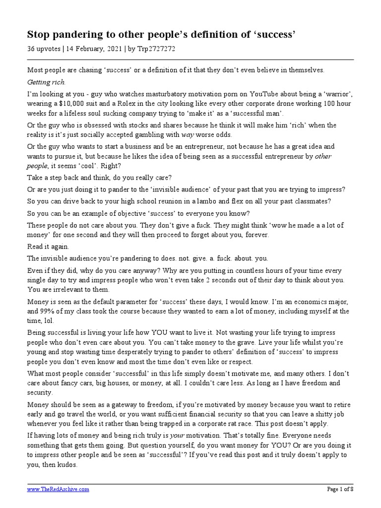 Stop Pandering To Other People's Definition | PDF | Gambling