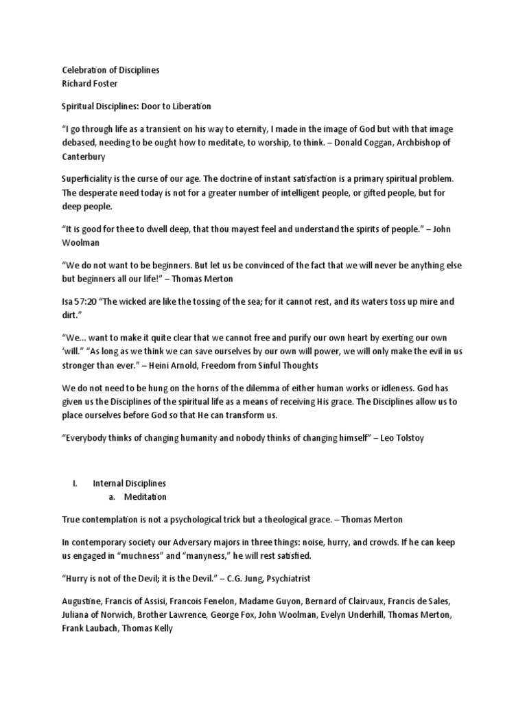 Spiritual Disciplines of Celebration | PDF | Prayer | Fasting