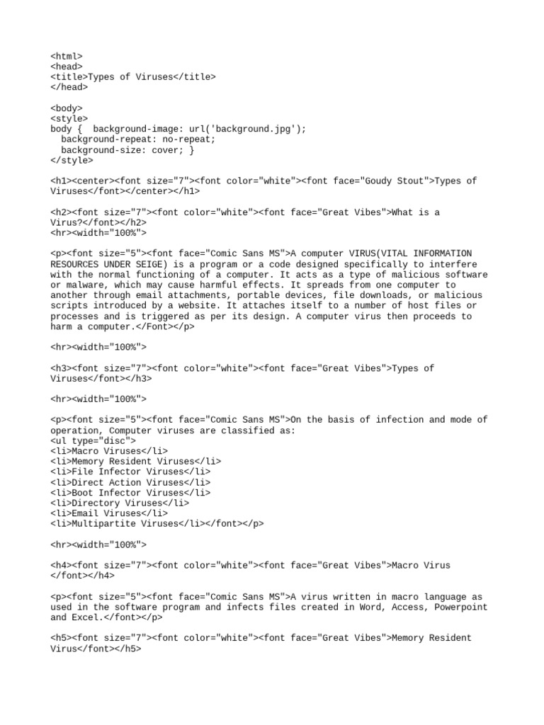 Types of VIrus | PDF | Computer Virus | Antivirus Software