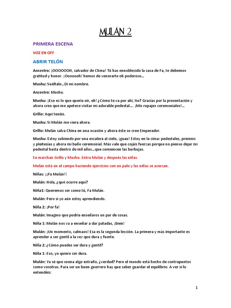 Guion Mulan 2 | PDF