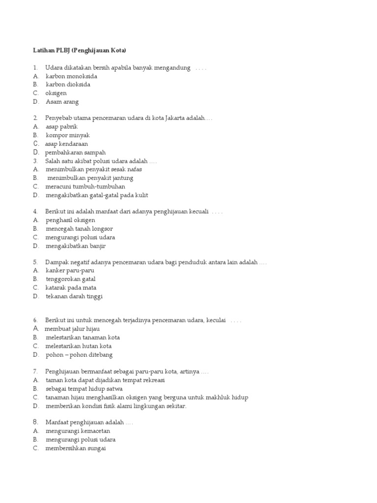 Latihan PLBJ Kelas 3 | PDF