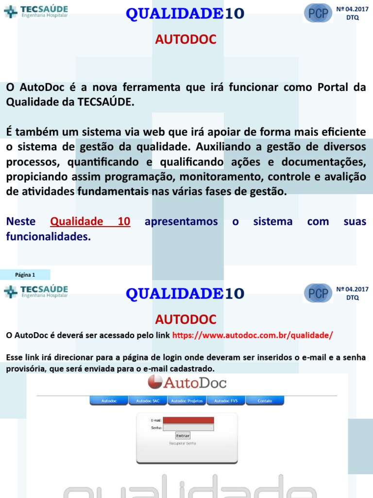 Programa QUALIDADE 10 - Autodoc | PDF | Janela (informática) | Programas