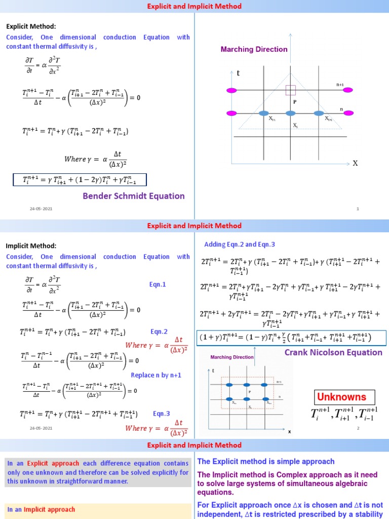 Explicit and Implicit Method | PDF | Equations | Mathematics Of Computing