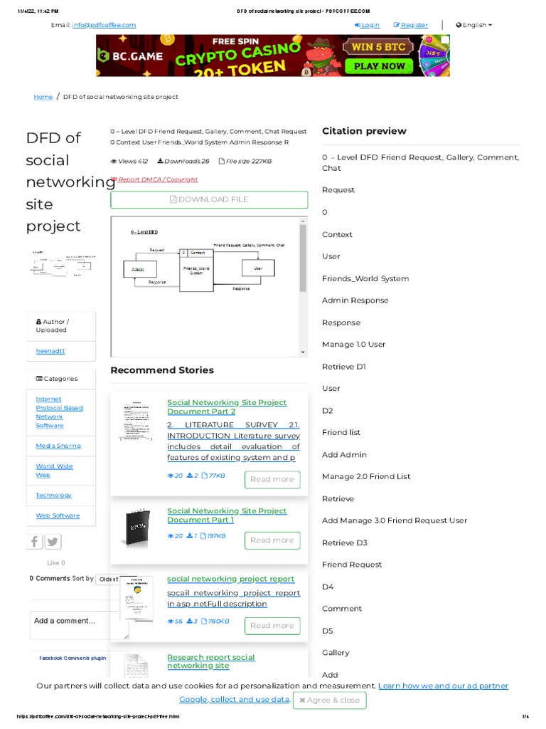 DFD of Social Networking Site Project | PDF | Social Networking Service | World Wide Web