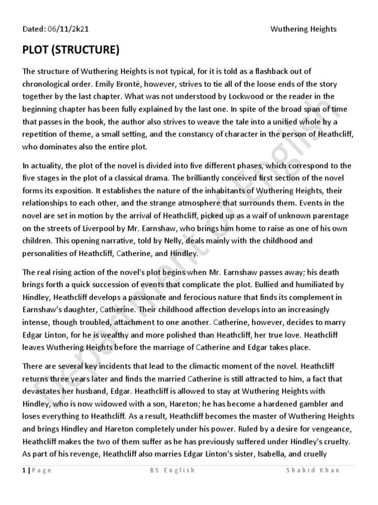 PLOT (STRUCTURE-WPS Office | PDF | Heathcliff (Wuthering Heights ...