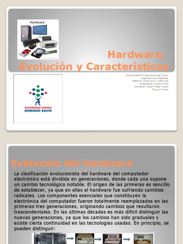 Hardware, Evolucion y Caracteristicas | PDF | Hardware de la computadora | Memoria de acceso ...