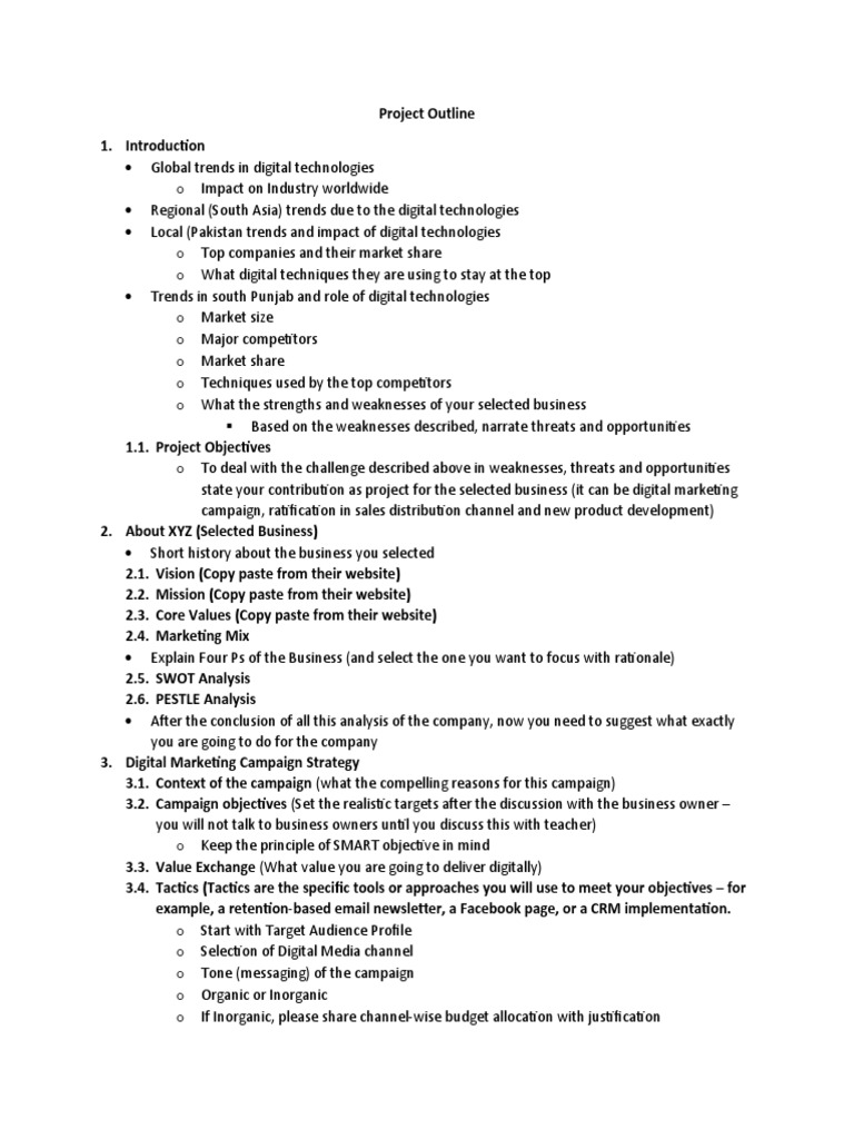 Digital Marketing Project Outline | PDF | Digital Marketing | Marketing