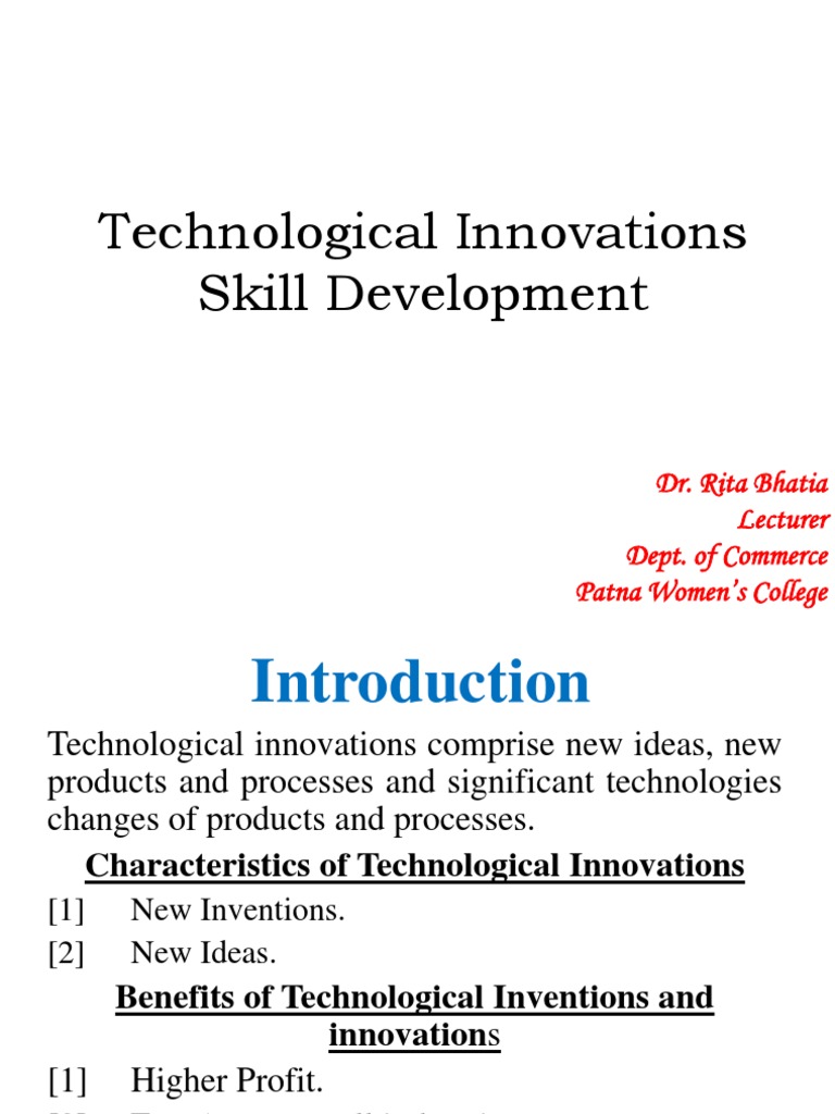 Technological Innovations Skill Development | PDF