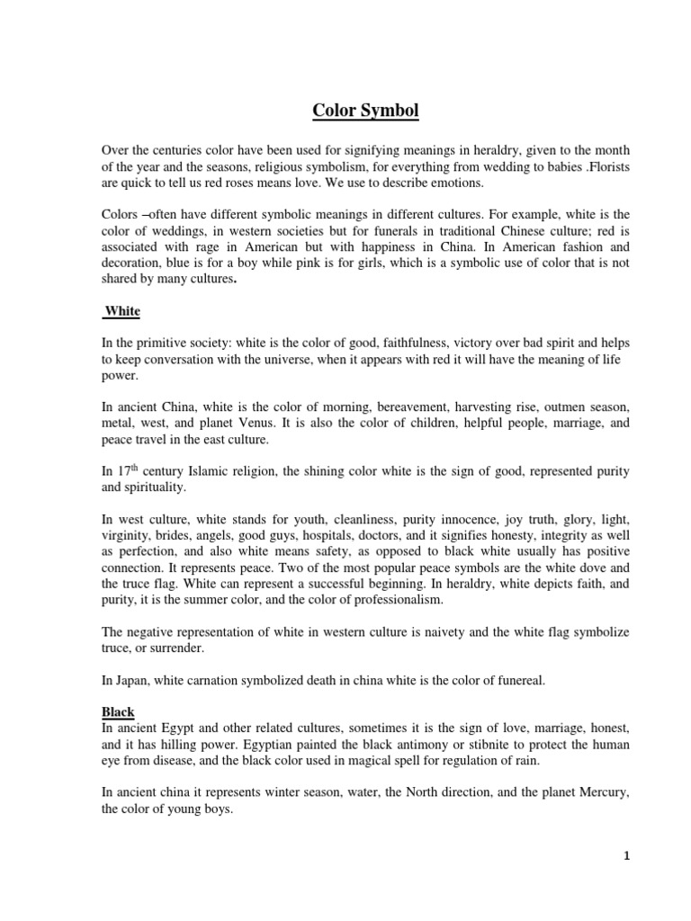 Color Symbolism Across Cultures | PDF | White | Red