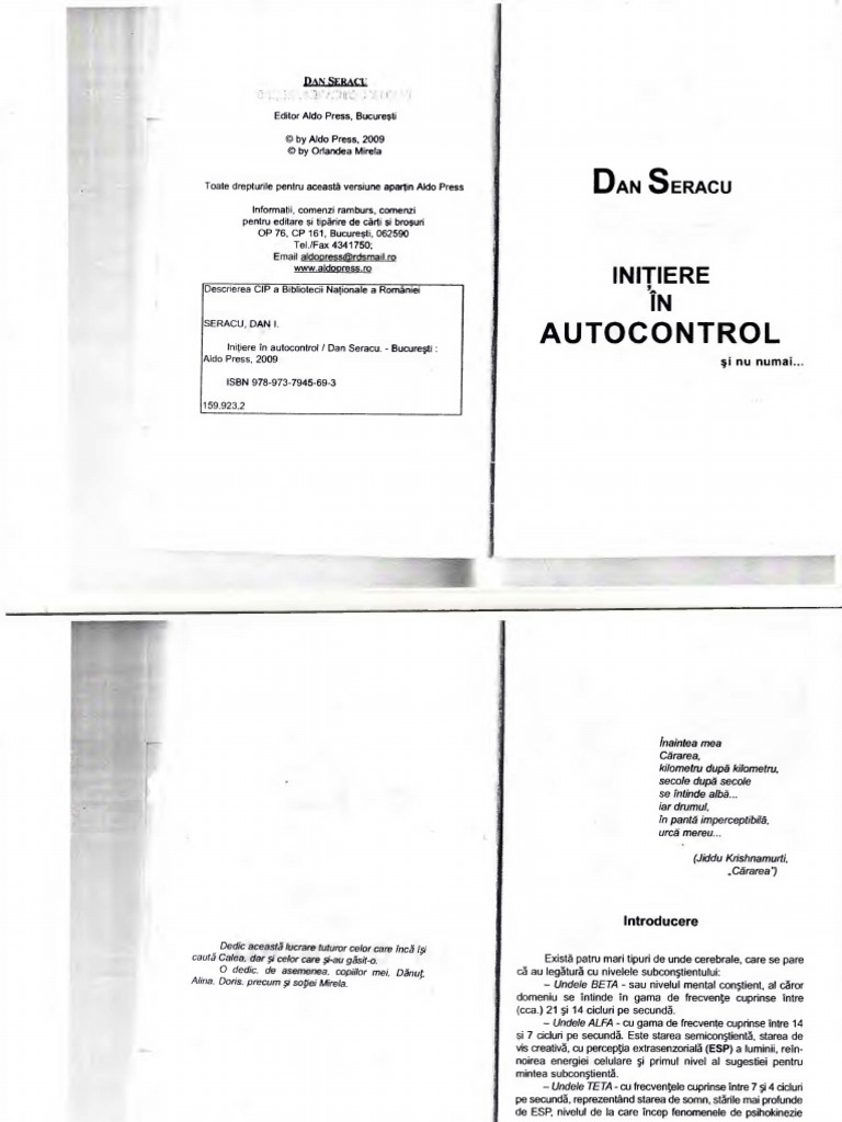 Dan Seracu Initiere in Autocontrol | PDF