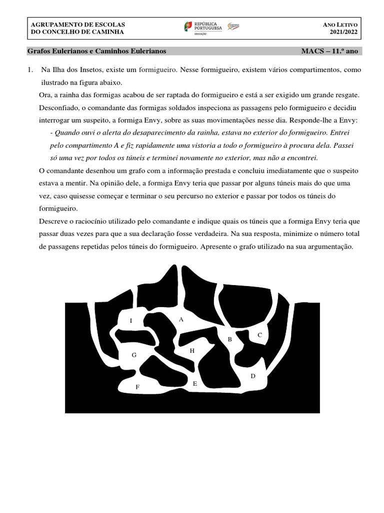 Exercícios Grafos Eulerianos | PDF | Teoria dos Gráficos | Vértice (teoria dos gráficos)