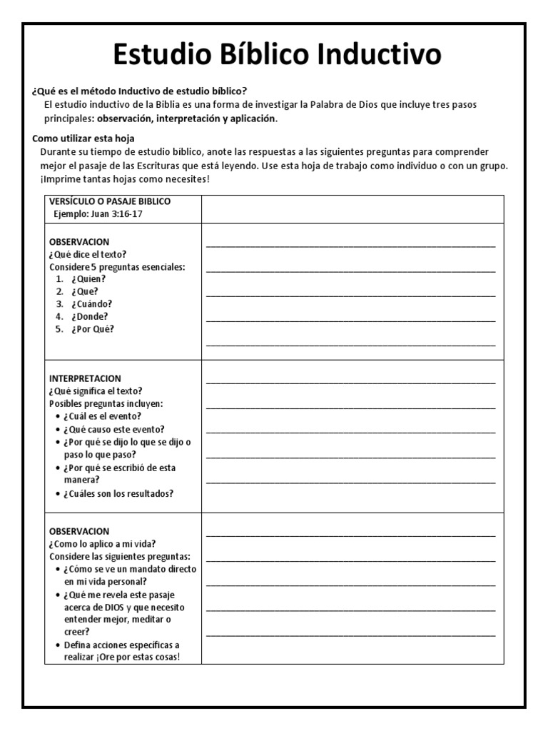 Estudio Bíblico Inductivo: Guía Práctica | PDF | Biblia | Dios