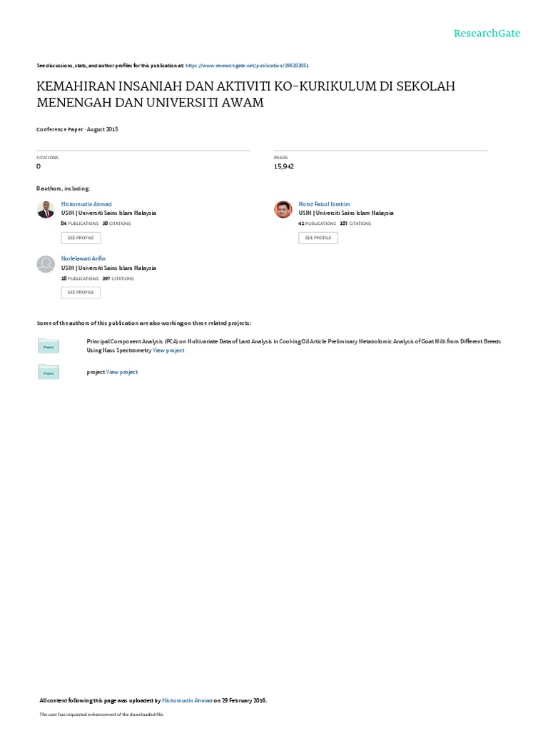 Kemahiran Insaniah Dan Aktiviti Ko-Kurikulum Di Sekolah | PDF