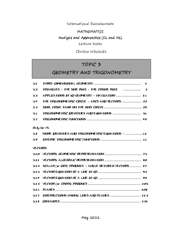 Topic 3. Geometry and Trigonometry | PDF | Trigonometric Functions ...