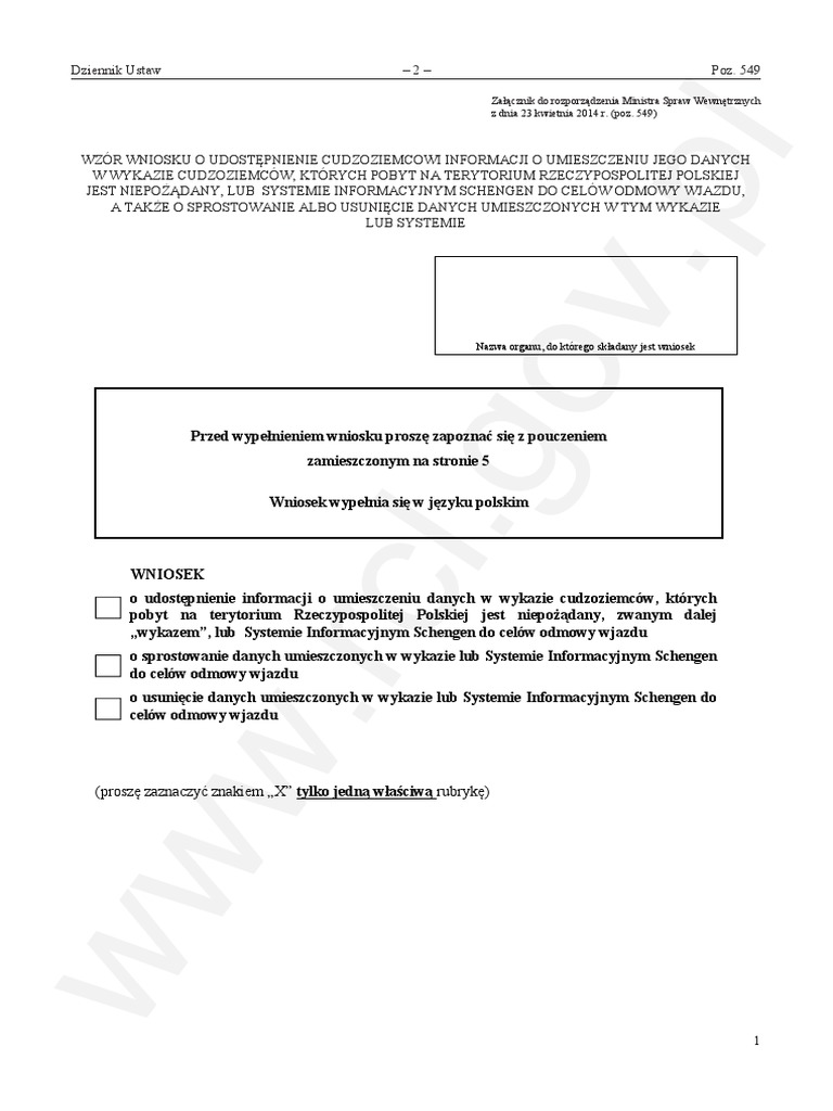 Wniosek o Udostepnienie Danych Z WYKAZU | PDF