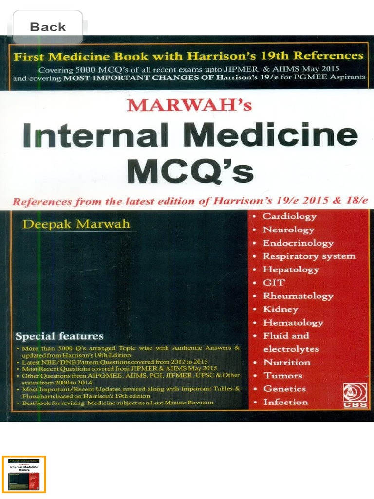 Marwah Internal Medicine Mcq Reference From The Latest Edition Of