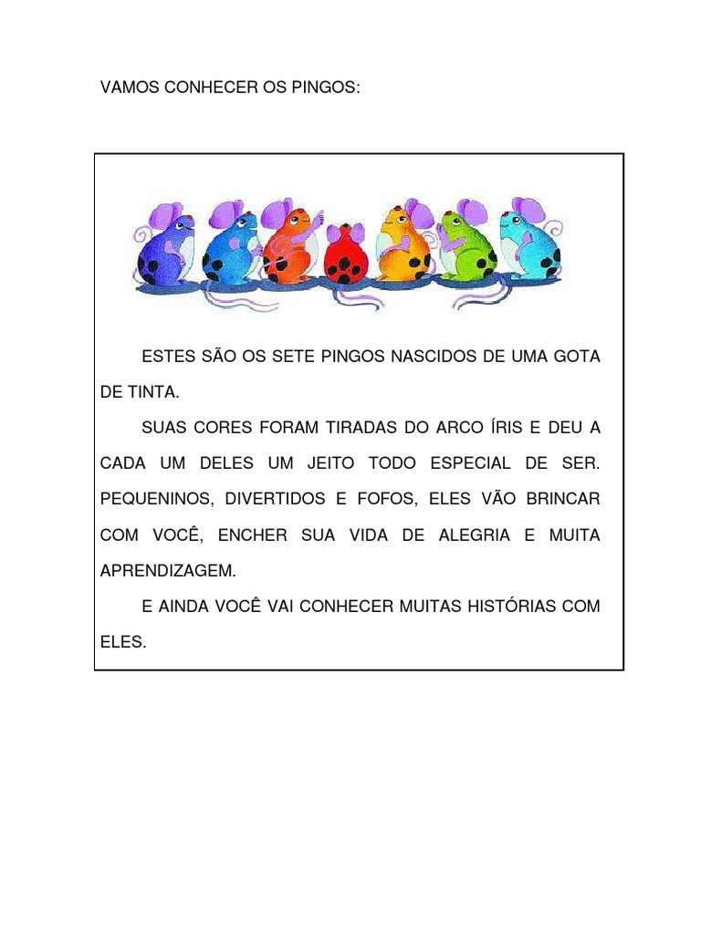 Conhecendo os Pingos: cores, nomes e personalidades | PDF
