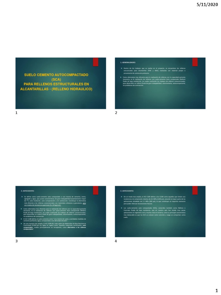 Suelo Cemento Autocompactado (Sca) | PDF | Hormigón | Cemento